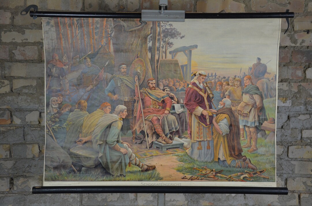 Medieval Court in Carolingian Times, Middle Ages: Original Antique ...