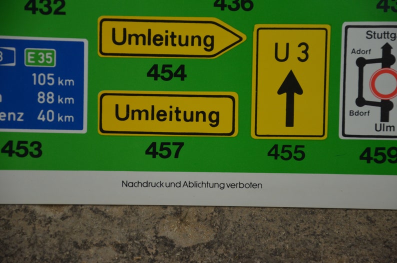 1970s Road Signs, Autobahn, Germany: Original Vintage Large School Wall ...