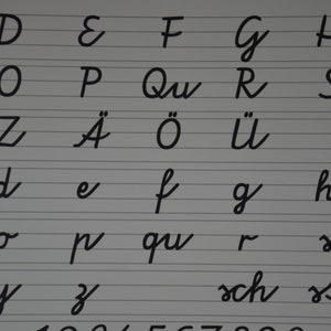 Cursive German Alphabet, Letters: Original Vintage 1990s Large School ...