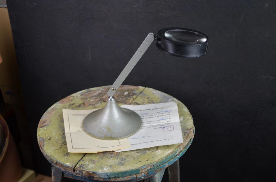 Vintage Dissection Loupe: Original 1970s Magnifying Glass on Cast Iron ...
