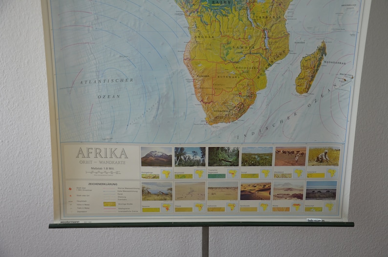 Large Map of Africa: Original Vintage 1970s German Educational - Etsy