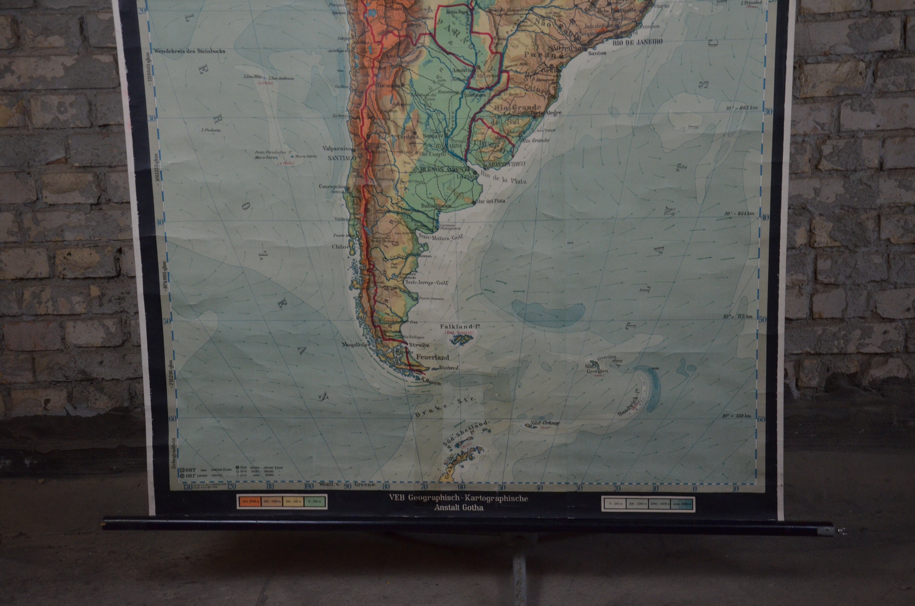 Antique Map of Middle & South America: Original Vintage 1950s German ...