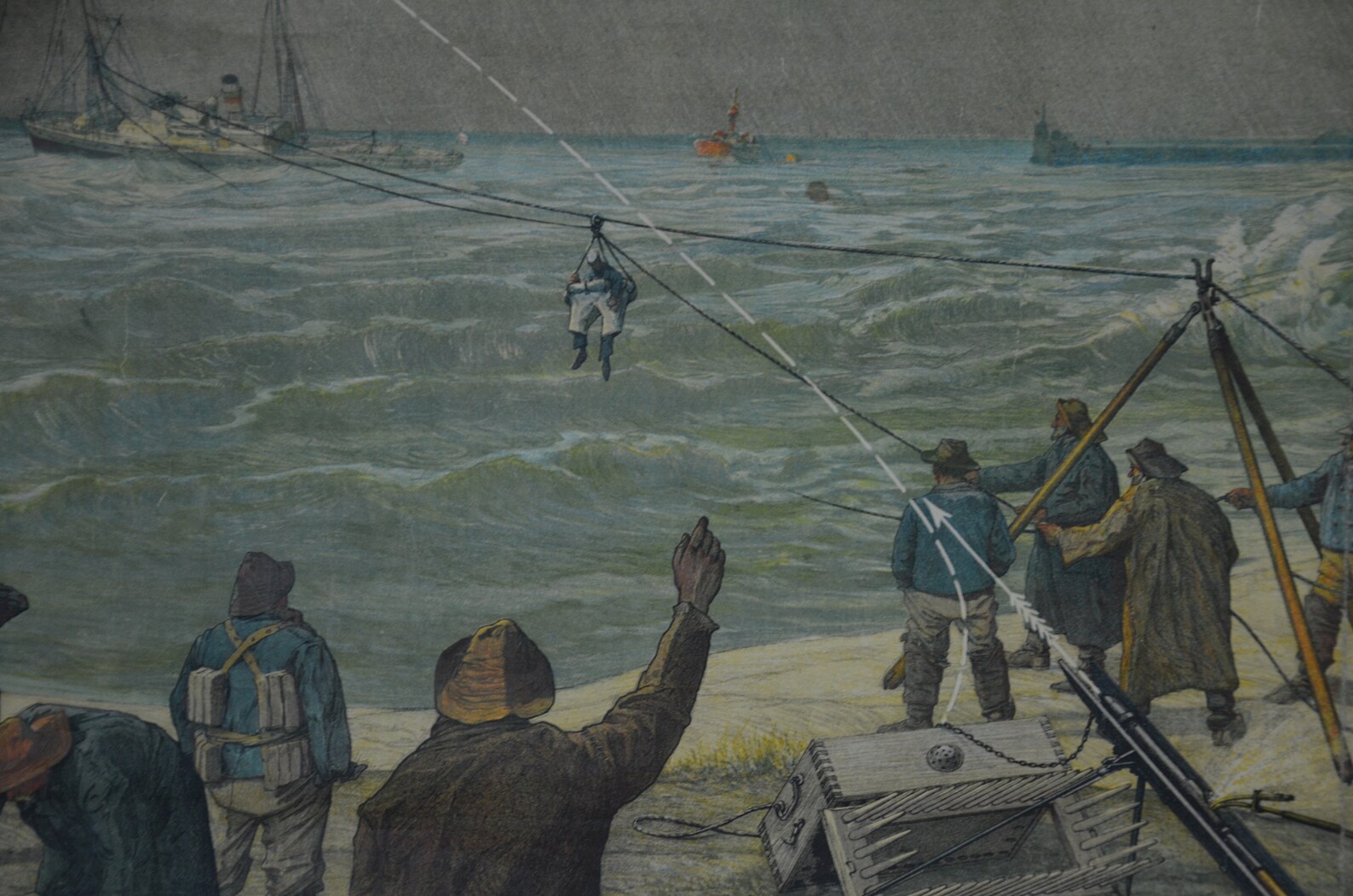 Maritime Rescue, Castaway: Original Antique 1890s German Educational ...