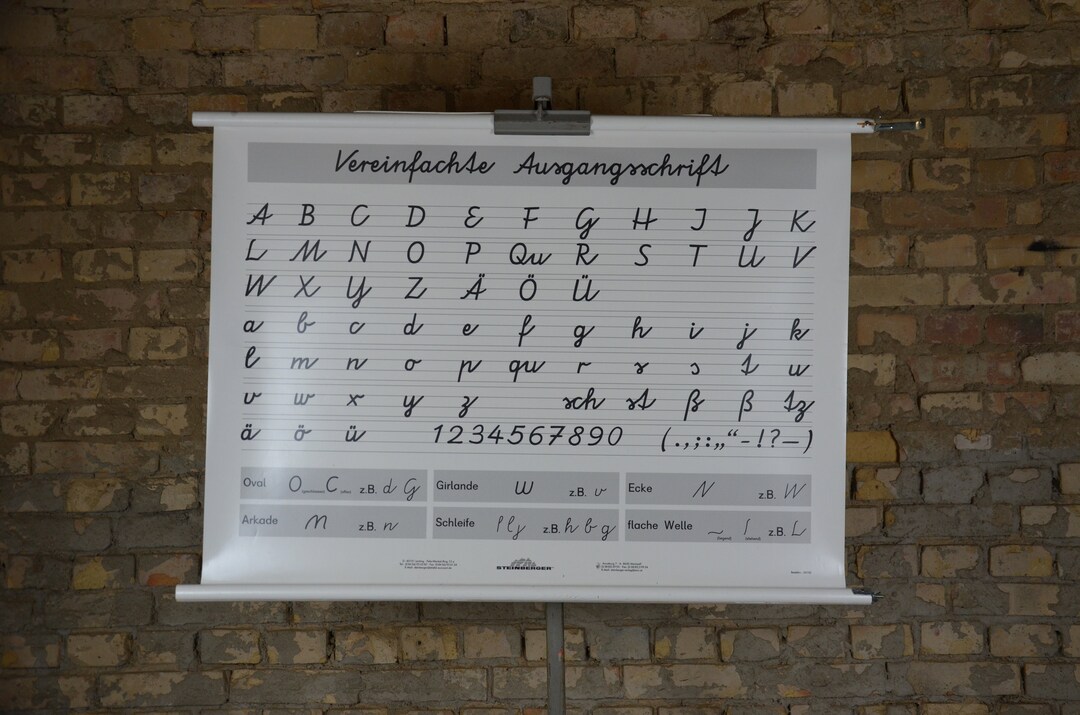Cursive German Alphabet, Letters: Original Vintage 1990s Large School ...