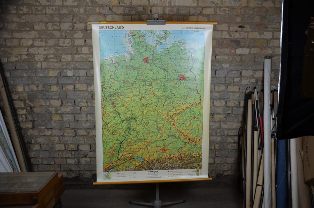 Large 1991 Classroom Map of Germany: Original Vintage German ...