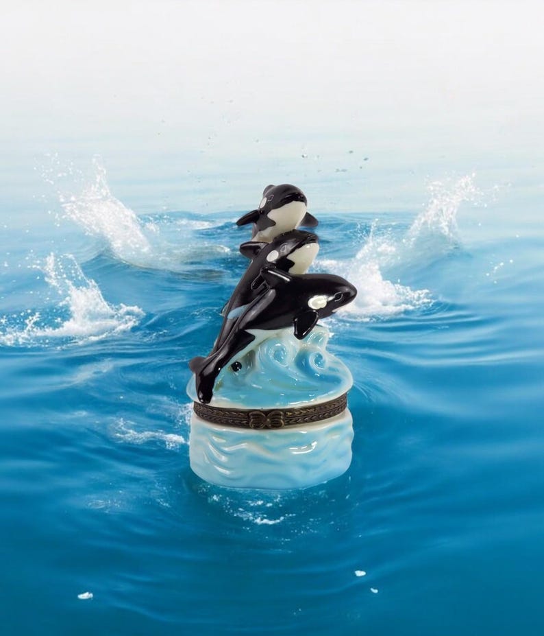 Vintage Seaworld 3 Orcas at Play Ceramic Hinged Trinket Box - Etsy