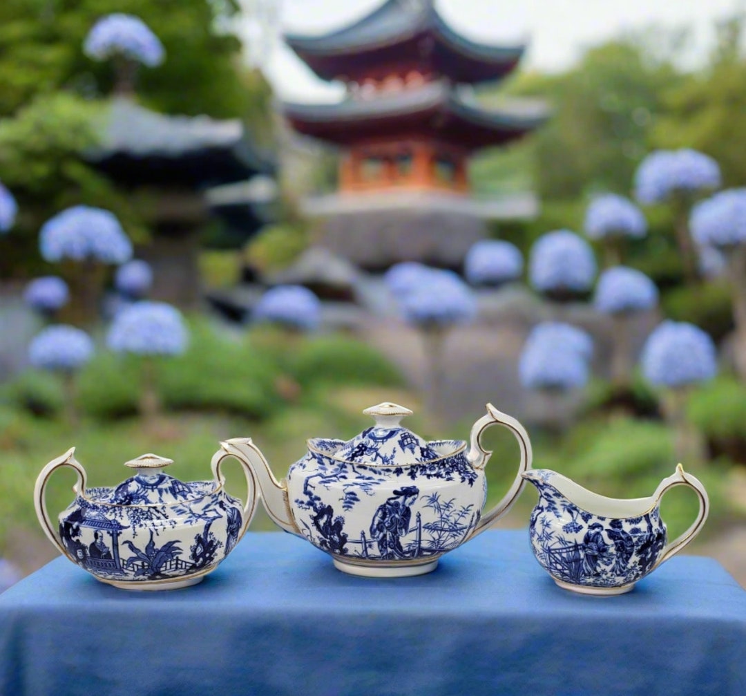 Vintage Mikado Royal Crown Derby Teapot With Cream and Sugar Set - Etsy