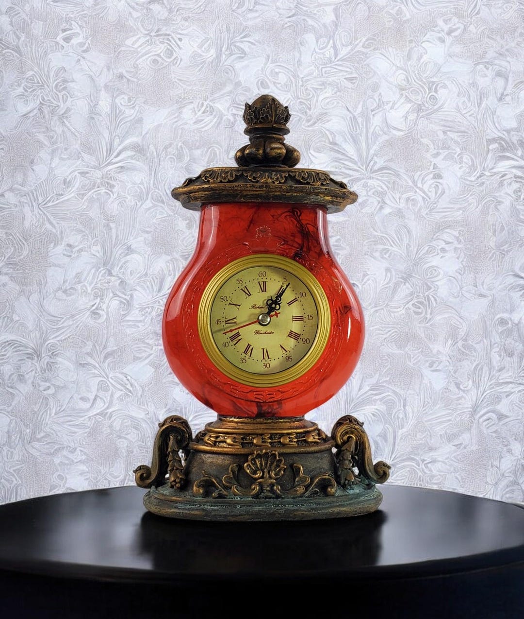 Vintage Resin Victorian Replica Red Mantel/desktop/tabletop Clock - Etsy