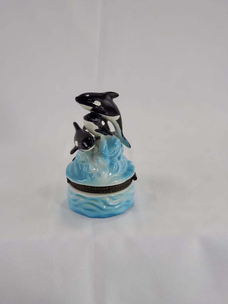 Vintage Seaworld 3 Orcas at Play Ceramic Hinged Trinket Box - Etsy