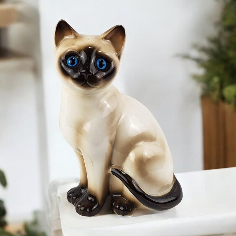 Ceramic Siamese Cat Figurine - Etsy