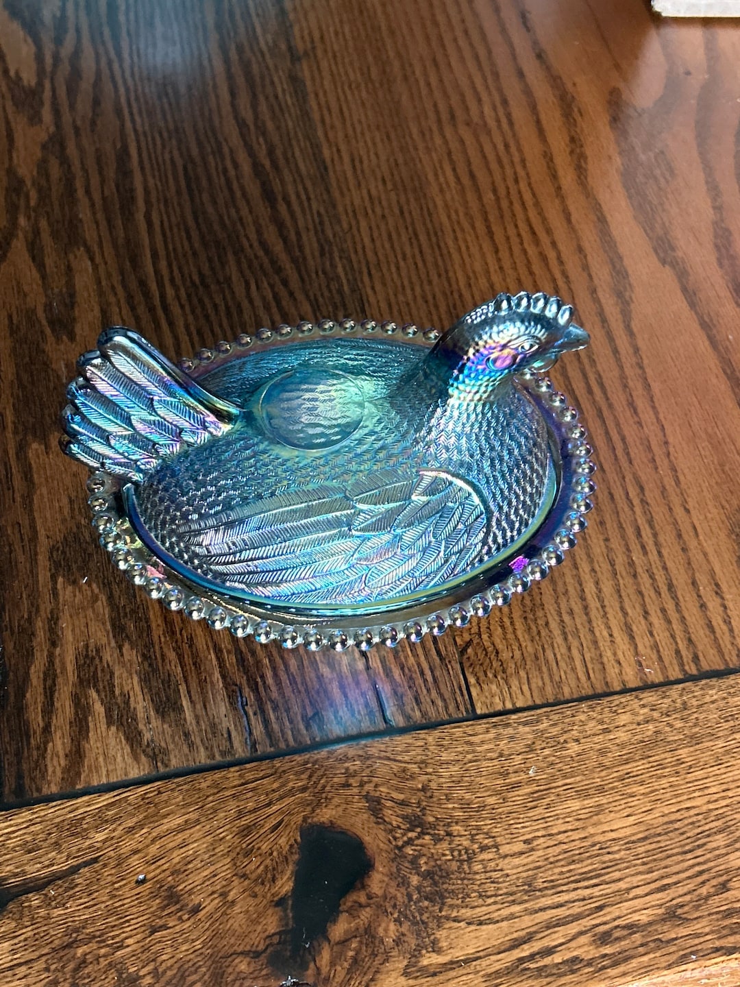 Blue Carnival Glass Nesting Hen/ Indiana Glass - Etsy Australia