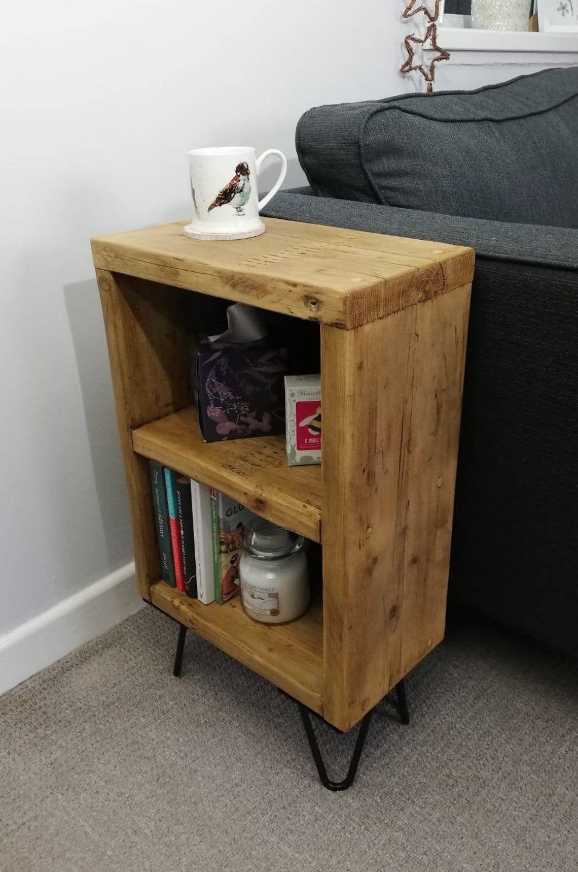 Small Rustic Reclaimed Bookshelf / Bedside Storage With - Etsy UK