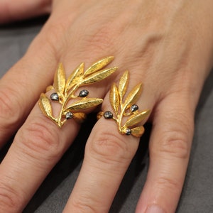 Sterling Silver Olive Branch Ring 24k Gold Plated - Etsy