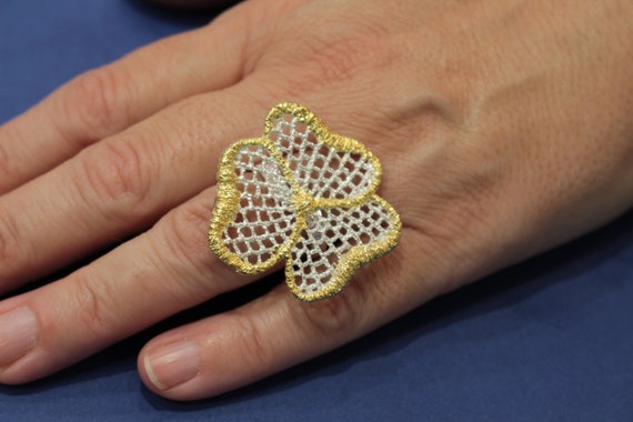 Chunky Solid Sterling Silver Flower Ring Art Nouveau Floral - Etsy