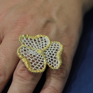 Chunky Solid Sterling Silver Flower Ring Art Nouveau Floral - Etsy