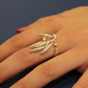 Sterling Silver Olive Branch Ring 24k Gold Plated - Etsy