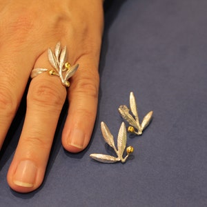 Sterling Silver Olive Branch Ring 24k Gold Plated - Etsy