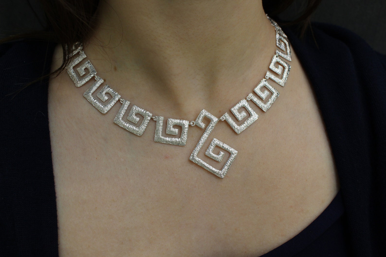 Laced Sterling Silver Greek Key Necklace S Letter Necklace - Etsy UK