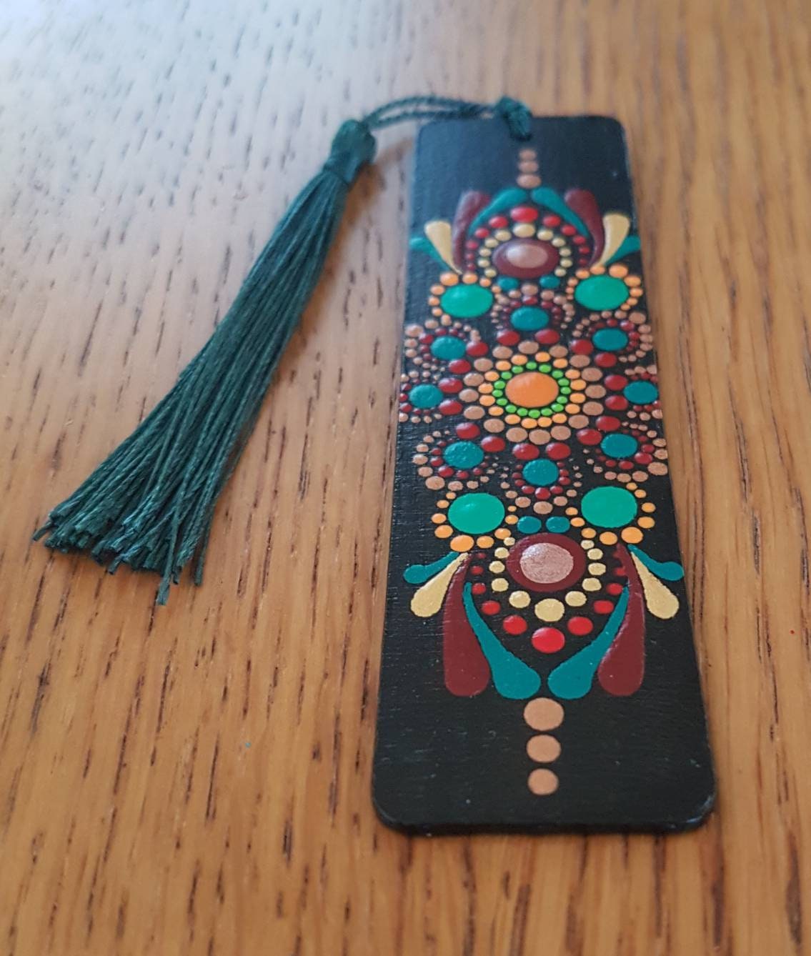Wooden Bookmark Handpainted in a Dot Mandala Style With Tassle - Etsy UK