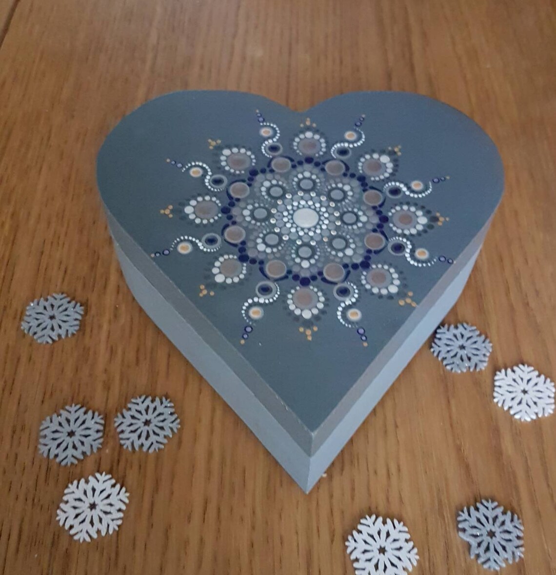 Handpainted Heart Shaped Wooden Box. Decorated in a Dot - Etsy