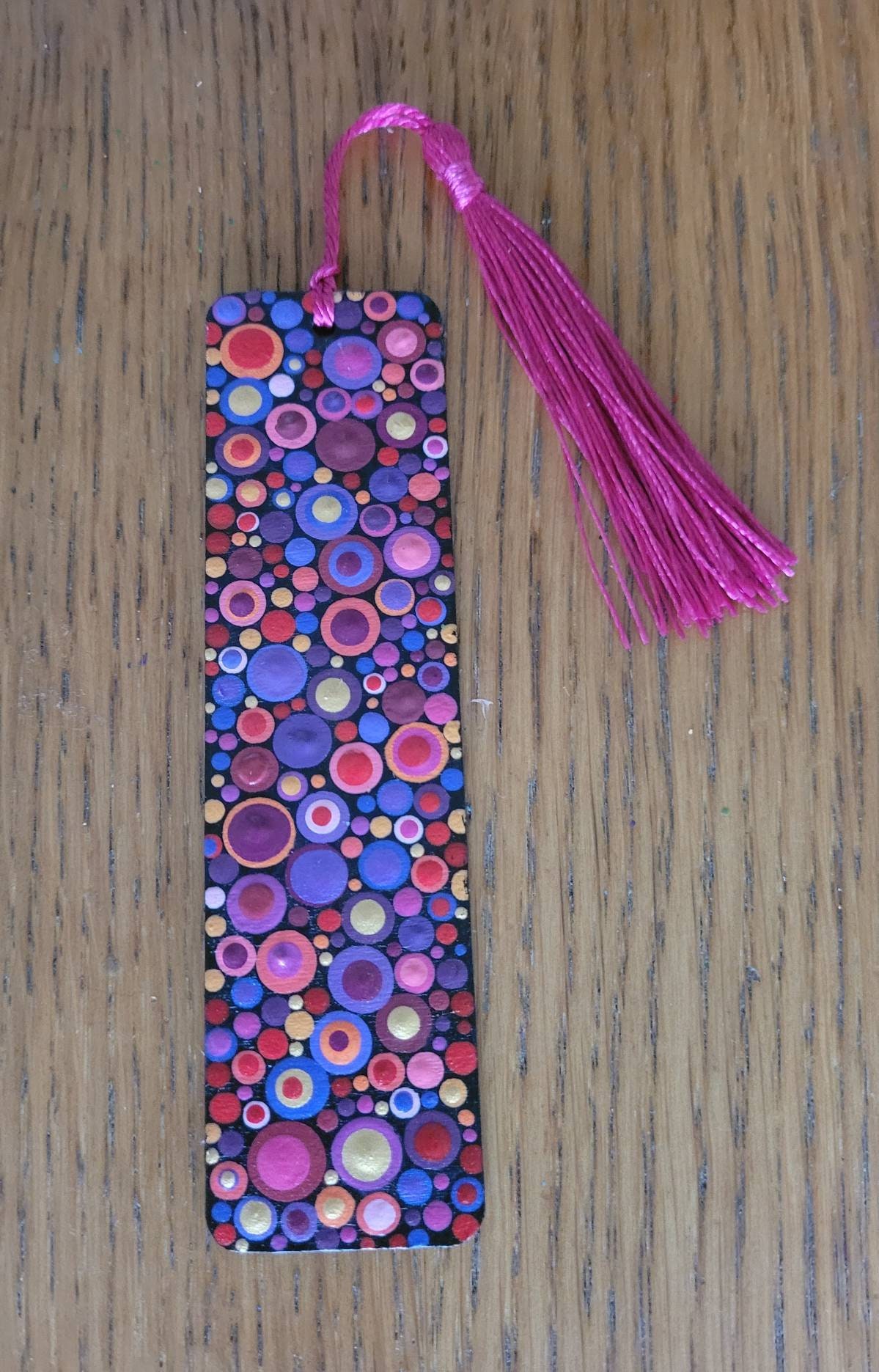 Wooden Bookmark Handpainted in a Dotted Style With Tassle - Etsy