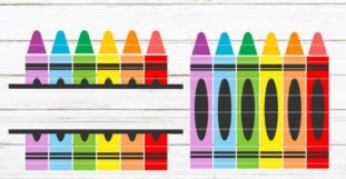 Crayons Svg Instant Download 2 Different Styles Comprising Black and ...