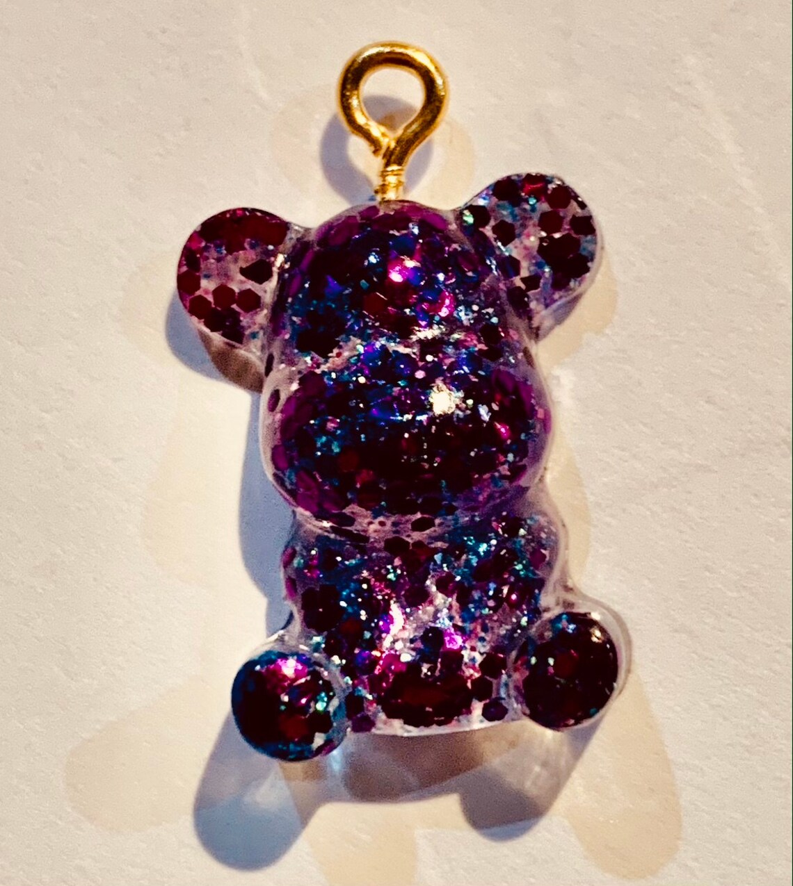 Glitter Resin Teddy Bear Keychain Earrings Pendant Colours - Etsy