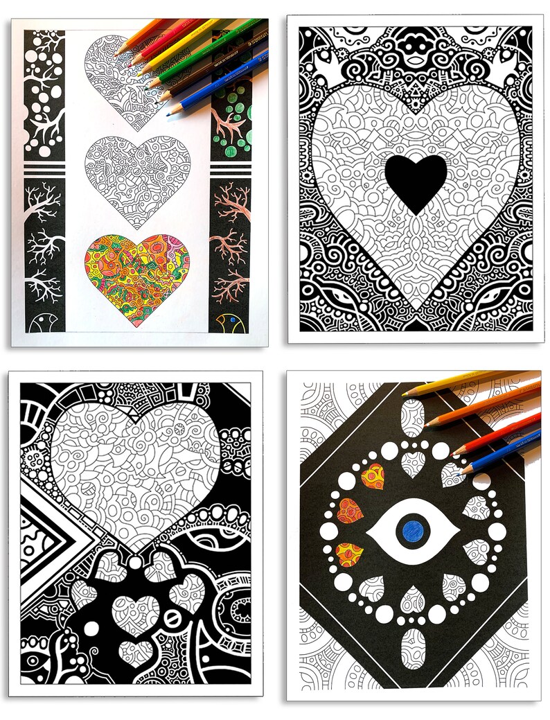 25 Pages Full of Hearts | Coloring Pages (#1-25) | Doodle2day | Instant ...