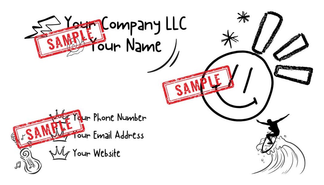 Cute Doodle Business Card Template | Editable Text in Canva | Digital ...