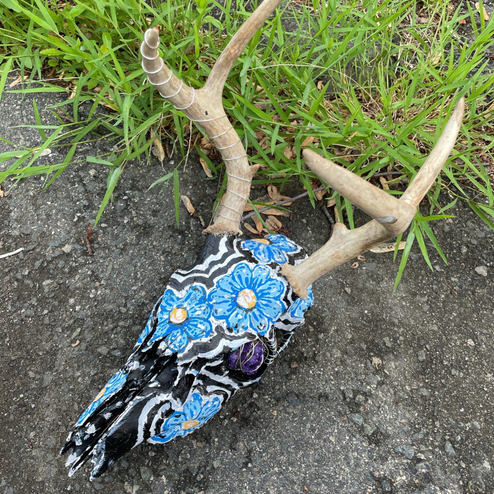 Pagan Spiritual Floral Painted Real Deer Skull - Etsy UK