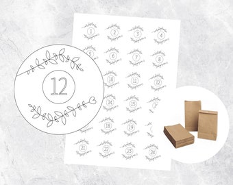 Numbers 1 24 Advent Calendar - Etsy