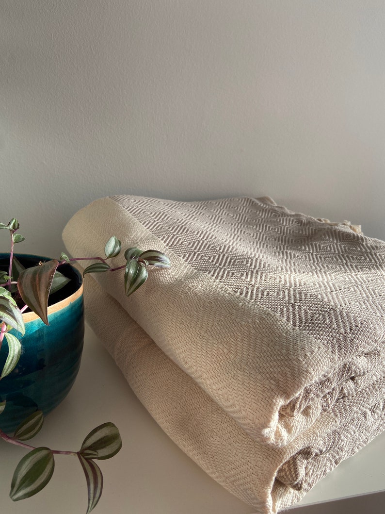 Cream Diamond Soft Cotton Bedspread, Large Sofa Throw Blanket - Etsy UK