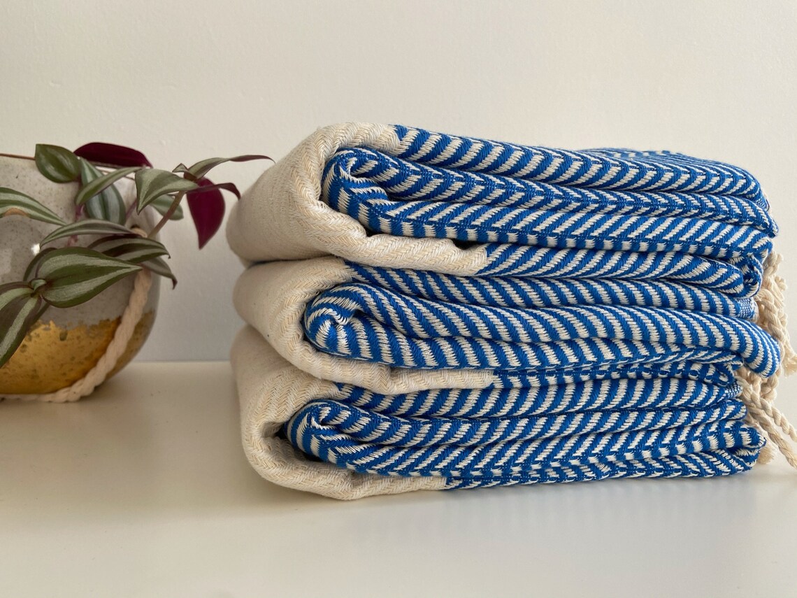 Zigzag Design Blue Soft Sofa Throw Cotton Throw Blanket - Etsy UK