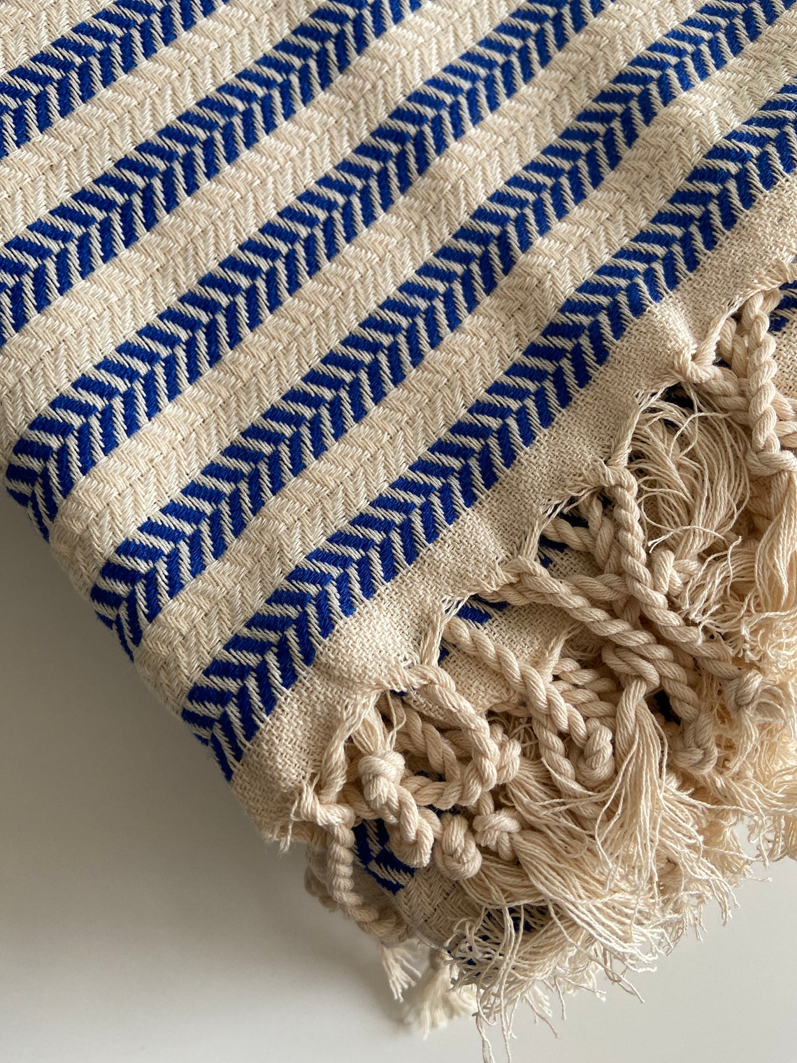 Blue Striped Cotton Sofa Throw Throw Blanket Turkish Towel - Etsy UK