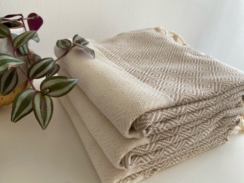 Diamond Design Cream Sofa Throw Cotton Soft Sofa Throw | Etsy UK