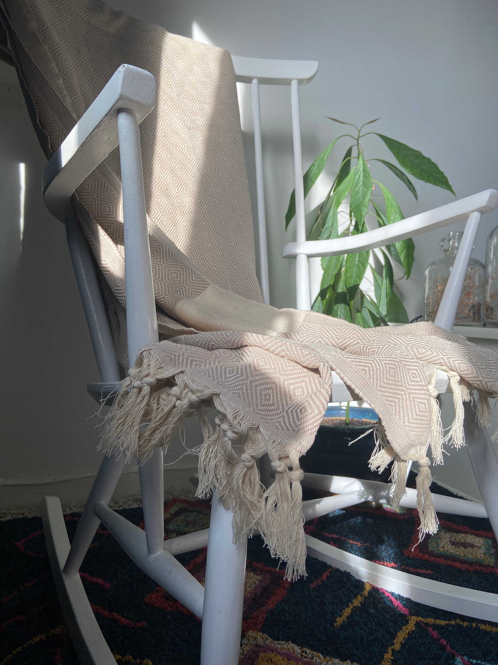 Cream Diamond Soft Cotton Bedspread Large Sofa Throw Blanket - Etsy UK