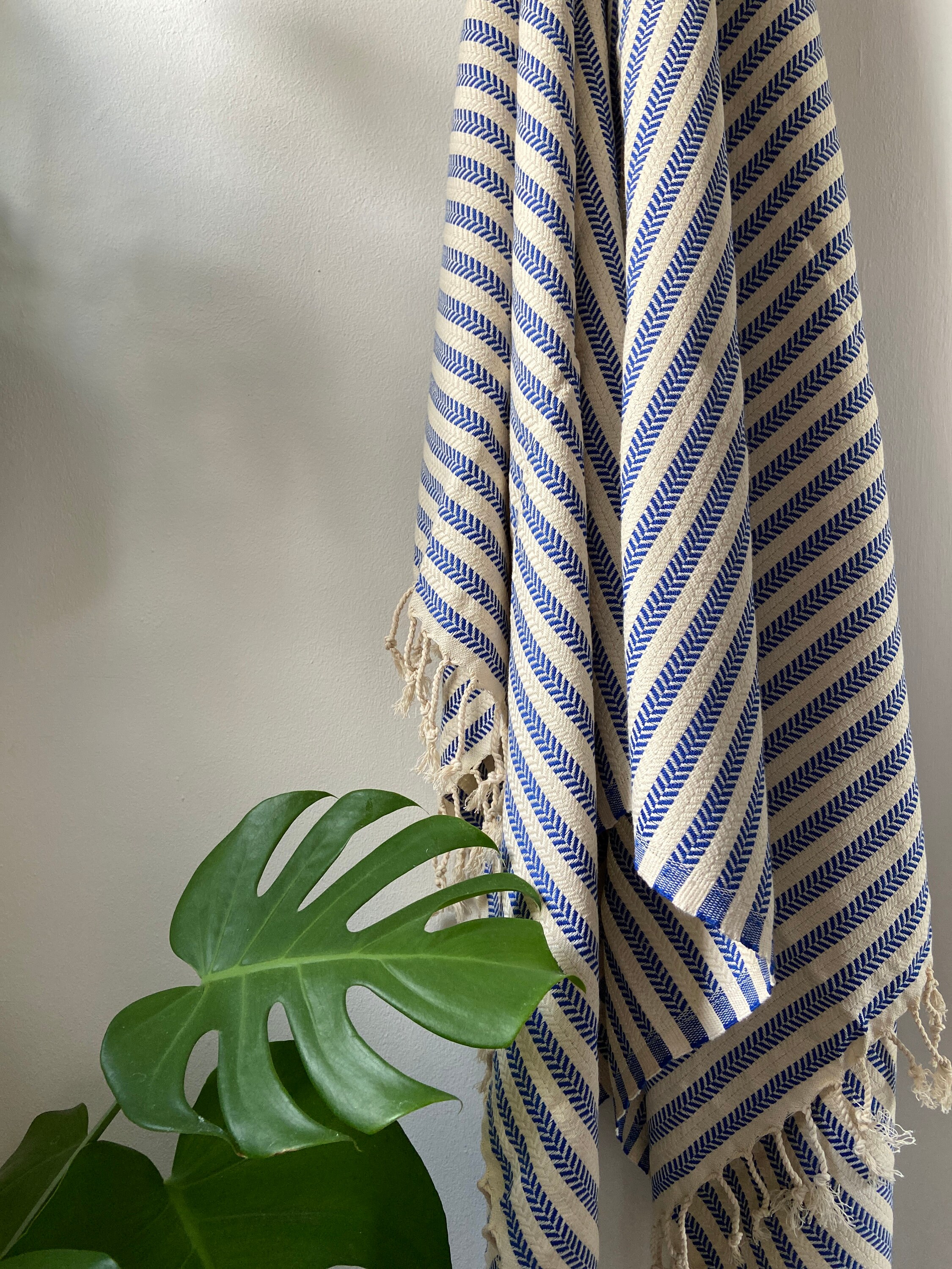 Blue Striped Cotton Sofa Throw, Throw Blanket, Turkish Towel - Etsy UK