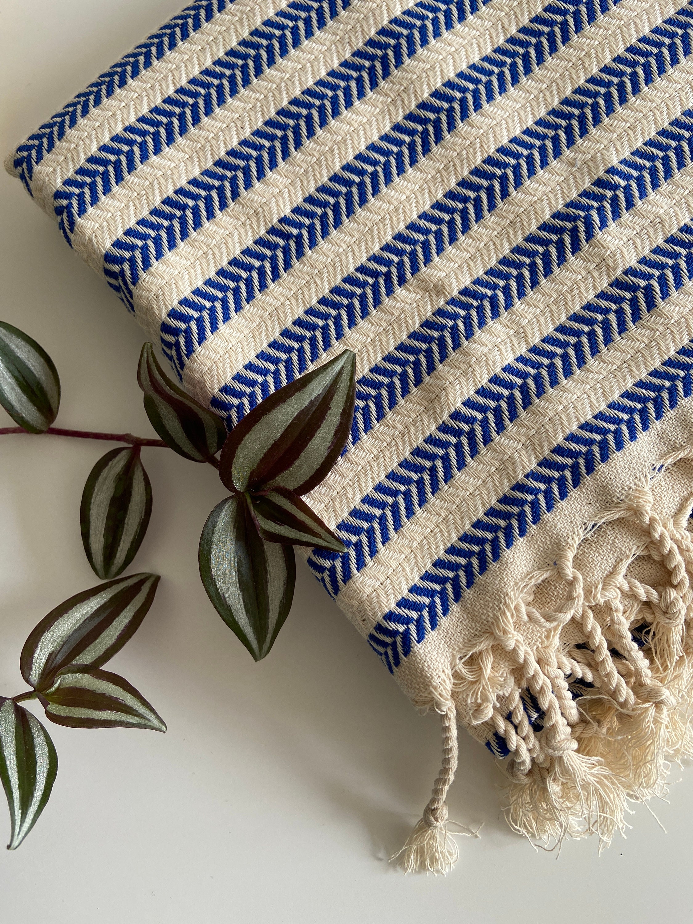 Blue Striped Cotton Sofa Throw, Throw Blanket, Turkish Towel - Etsy UK