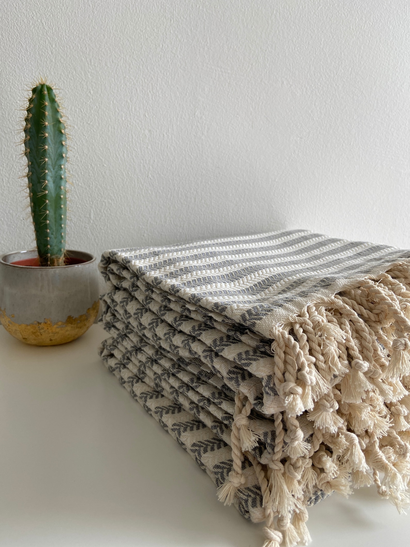 Grey Striped Cotton Sofa Throw, Throw Blanket, Turkish Towel - Etsy UK