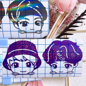 BTS Tinytan Chibi Decal - Peeker Peek-a-boo Vinyl for Car Laptop Window ...
