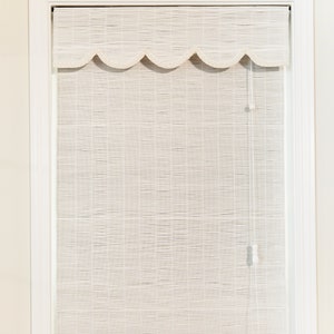 White Bamboo Shades With Scallop Valance, Bamboo Fold up Shades ...
