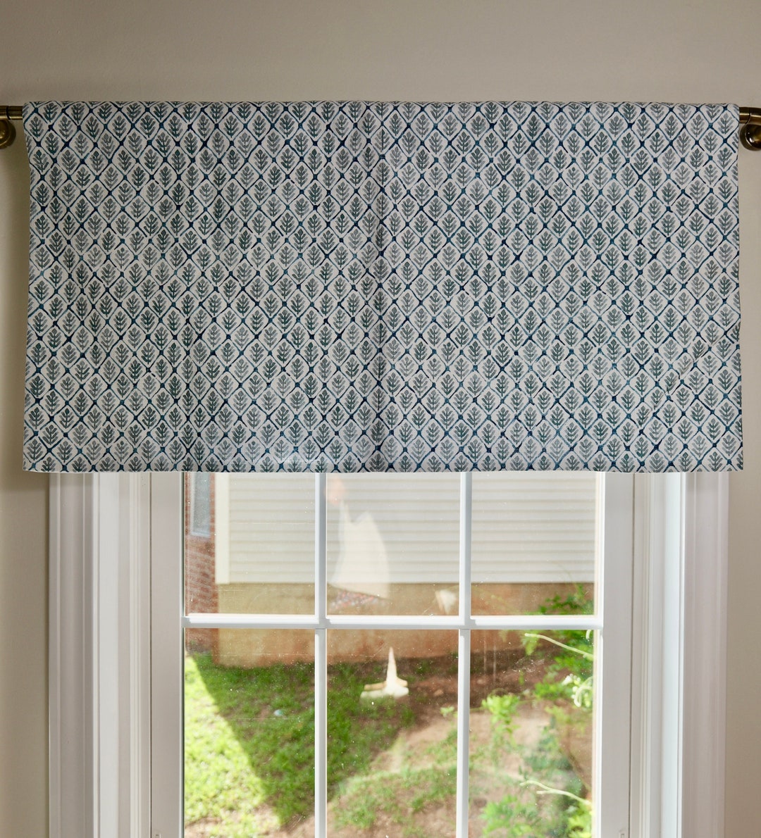 Blue Green Valance, Modern Straight Decorative Window Treatment, Custom ...