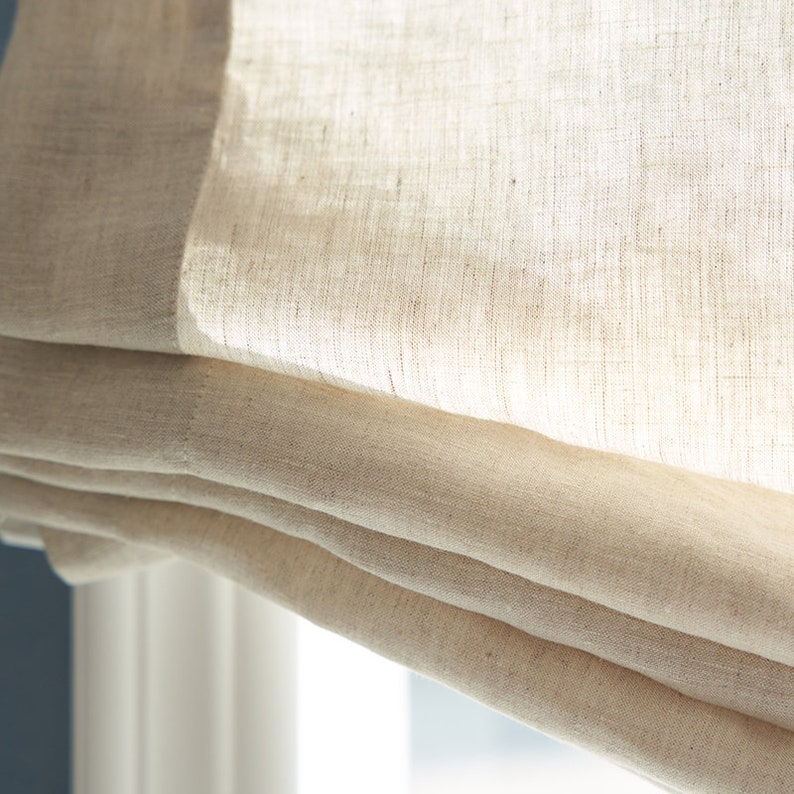Pure Linen Custom Relaxed Roman Shades 100% Linen Light - Etsy