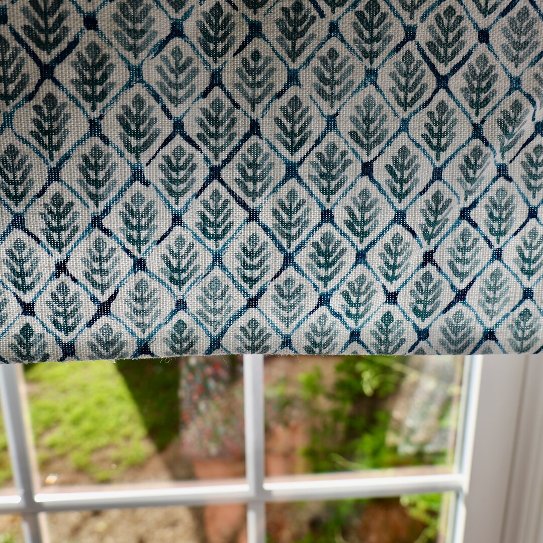 Blue Green Valance, Modern Straight Decorative Window Treatment, Custom ...