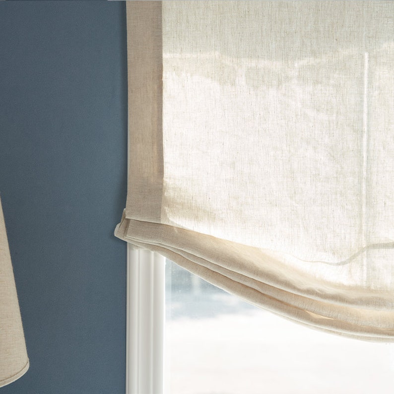 Pure Linen Custom Relaxed Roman Shades 100% Linen Light - Etsy