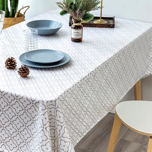 Wipe Clean Tablecloth TPU Cotton Linen Blend Vintage Tile Inspired ...