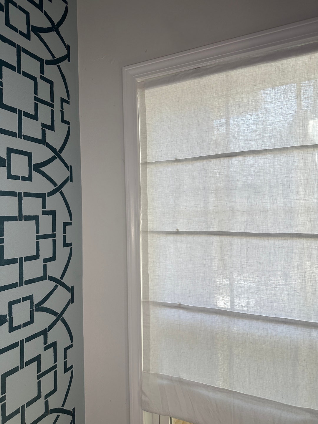 Custom White Linen Shades, Light Filtering Flat Roman Shades, 100% ...