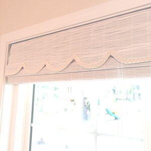 White Bamboo Shades With Scallop Valance, Bamboo Fold up Shades ...