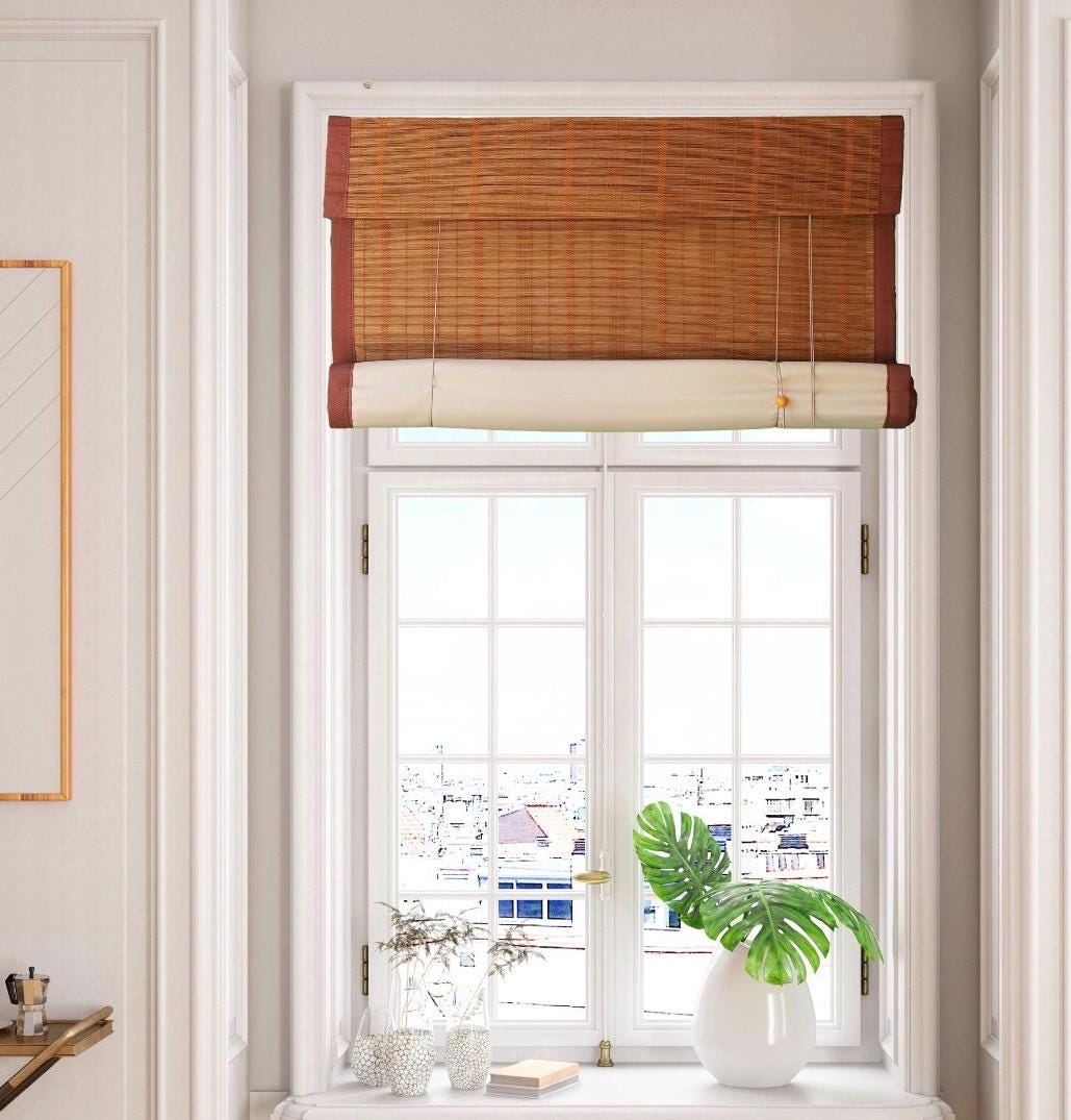 Clearance Bamboo Shades, White Bamboo Roman Blinds, Ready to Ship. - Etsy