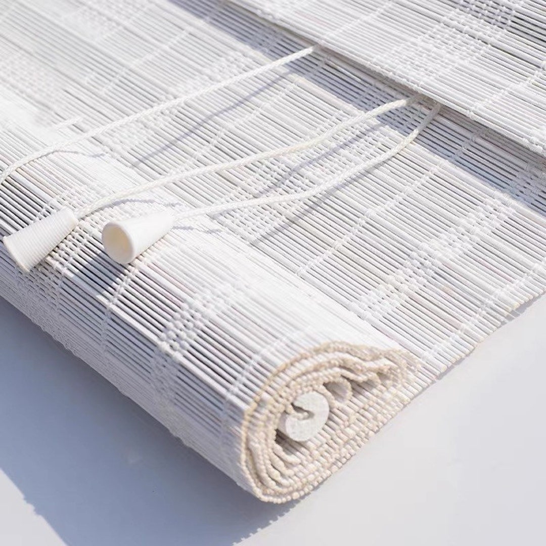 White Bamboo Shades,bamboo Roll up Corded Shades,kitchen Window ...